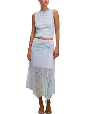 EVER NEW Tahlia Ruched Lace Tank Top - Blue