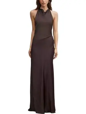 EVER NEW Halter-neck Back-tie Maxi Dress Brown