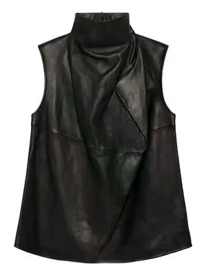 Simkhai Halley Draped Leather Top - Black