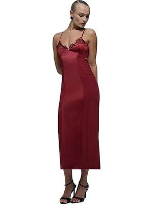 Victoria's Secret Bardot Katana Fitted Midi Dress - Red