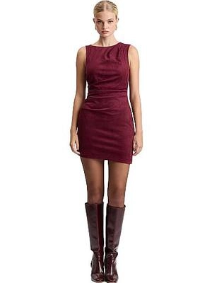 Victoria's Secret Avec Les Filles Asymmetrical Suede Mini Dress - Red