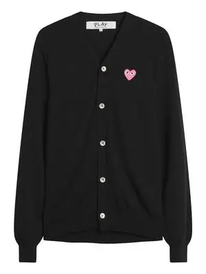 Play Comme Des Garcon Pink Heart Cardigan - Black