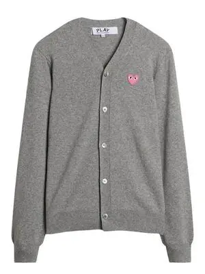 Play Comme Des Garcon Pink Heart Cardigan Grey
