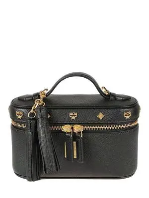 MCM Pina Logo-stud Leather Vanity Bag
