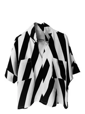 MAXJENNY Cropped Shirt - Black & White