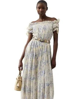 Ralph Lauren Desarae Floral Cotton Voile Day Dress - Cream/blue Multi