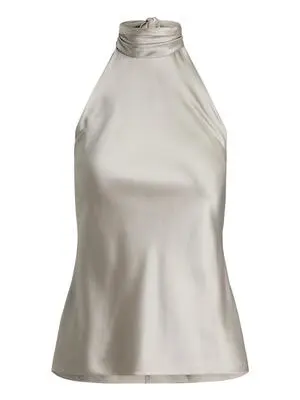Ralph Lauren Chilton Stretch Silk Charmeuse Top Mist