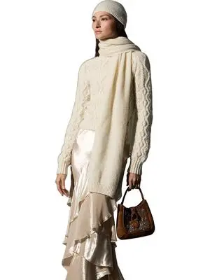 Ralph Lauren Neeva Striped Metallic Chiffon Maxiskirt - Platinum