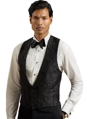 Ralph Lauren Hand-tailored Paisley Jacquard Vest - Black