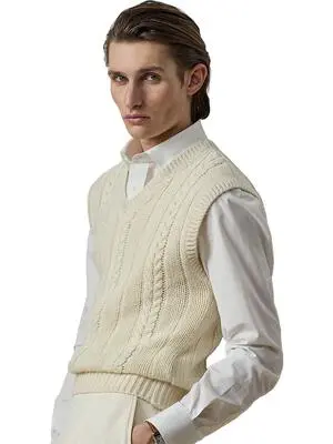 Ralph Lauren Cable Cashmere-silk-linen Sweater Vest - Limestone