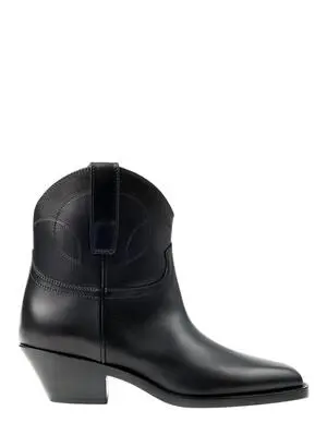 Ralph Lauren Jayme 45 Mm Burnished Calfskin Bootie Black