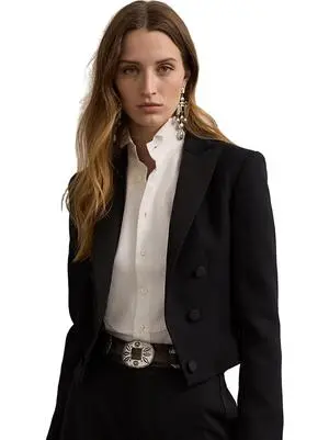 Ralph Lauren Spencer Wool Crepe Tuxedo Jacket - Black