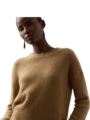 Ralph Lauren Cashmere-blend Jersey Crewneck Sweater Camel
