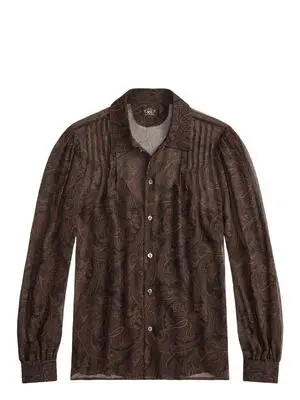 RALPH LAUREN Paisley Silk Tie-back Blouse