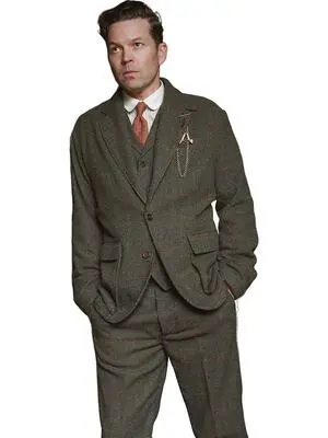 Ralph Lauren Windowpane Wool Tweed Officer’s Pant - Olive Plaid