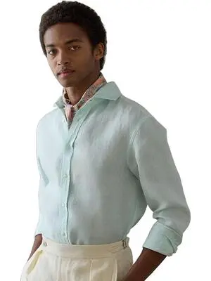 Ralph Lauren Basket-weave Linen Shirt Mint