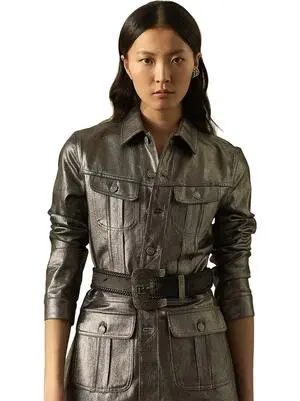 Ralph Lauren Bacall Foiled Denim Field Jacket - Asteroid