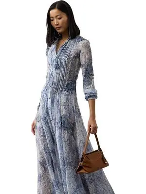 Ralph Lauren Hannes Print Linen-blend Gauze Day Dress - Blue Multi