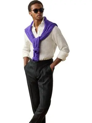 Ralph Lauren Gregory Hand-tailored Linen Trouser - Black
