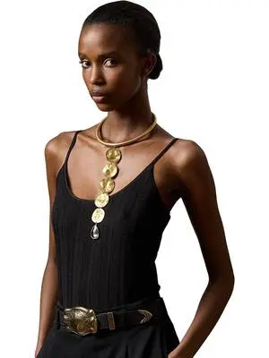 RALPH LAUREN Silk Chevron Sweater Camisole