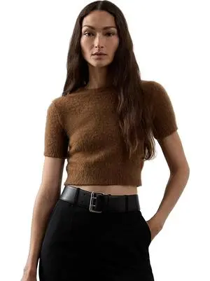 RALPH LAUREN Cashmere-alpaca-blend Cropped Sweater