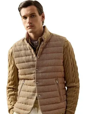 Ralph Lauren Quilted Tweed Down Vest - Tan/brown