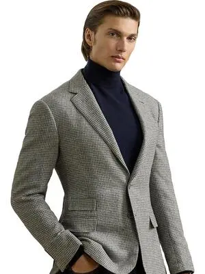 Ralph Lauren Kent Hand-tailored Houndstooth Jacket - Light Grey Multi