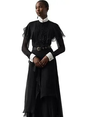 RALPH LAUREN Emala Silk Chiffon Evening Dress