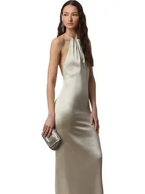 Ralph Lauren Corra Stretch Satin Evening Dress Mist