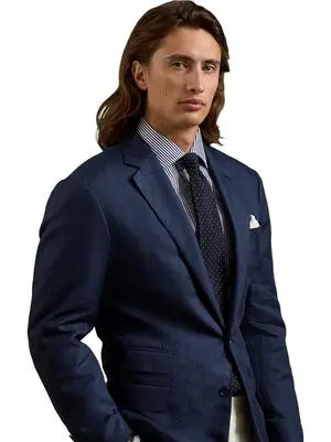 Ralph Lauren Kent Hand-tailored Plaid Suit Jacket - Navy Multi