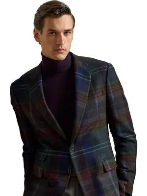 Ralph Lauren Kent Hand-tailored Plaid Wool Jacket - Green/navy Multi