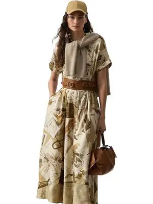 RALPH LAUREN Donatella Diary-print Twill Day Dress