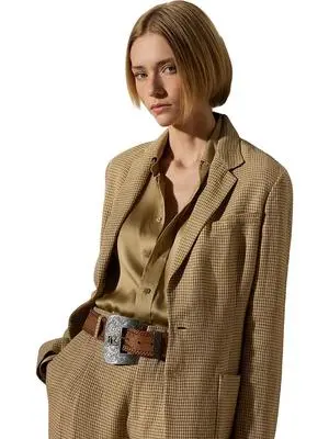 Ralph Lauren Hailey Houndstooth Tweed Jacket - Tan Multi