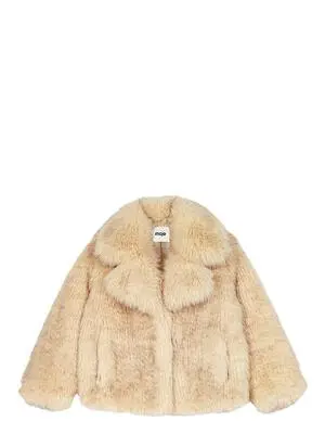 Maje Wide-collar Oversized-fit Faux-fur Jacket - Beige