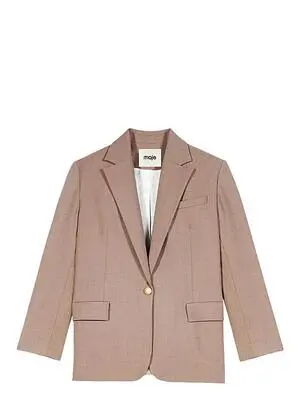 Maje Notch-lapel Oversized-fit Woven Blazer - Beige