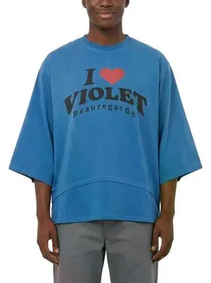DOUBLET Slogan-print Layered T-shirt - Blue