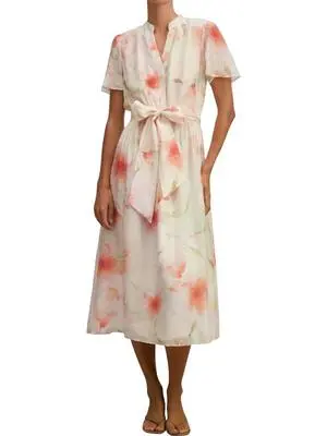 EVER NEW Dahlia Floral-print Midi Dress - Neutrals