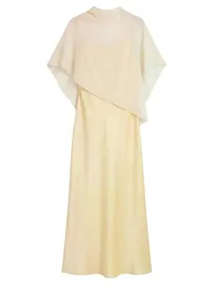 REFORMATION Lilibeth Asymmetric Silk Midi Dress Neutrals