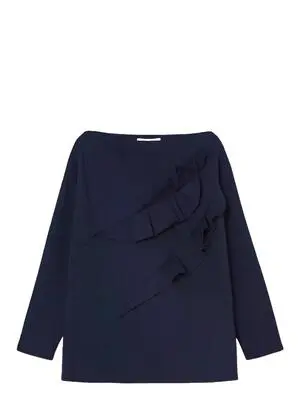 PSOPHIA Ruffled Long-sleeve T-shirt - Blue