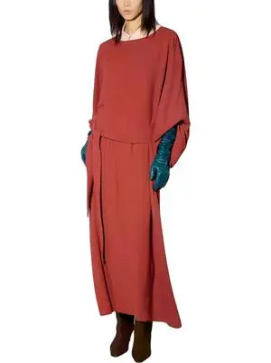 Liviana Conti Belted Long-sleeve Maxi Dress - Red
