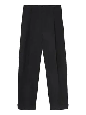 PSOPHIA Pleated Turn-up Trousers - Black