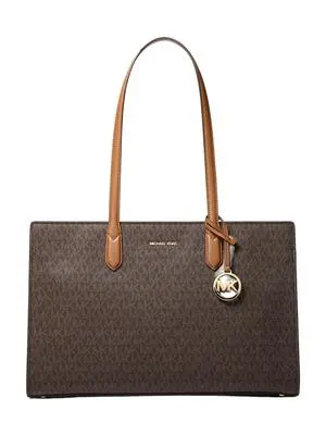 Michael Kors Scarlett Medium Signature Logo Tote Bag In By - Brown