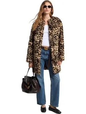 Michael Kors Leopard Faux Fur Coat In Size By - Brown