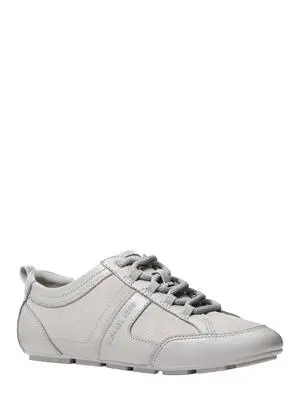 Michael Kors Keely Suede And Leather Trainer In Size By - Silver