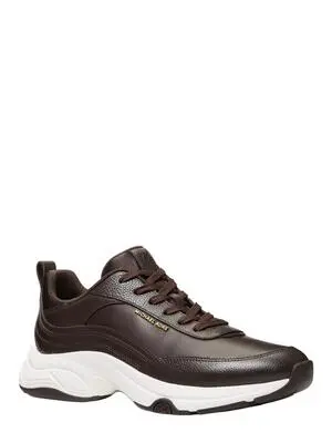 Michael Kors Hartley Leather Trainer In Size By - Brown