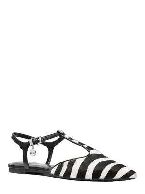 Michael Kors Cherie Flex Zebra Print Calf Hair Flat In Size By - Black