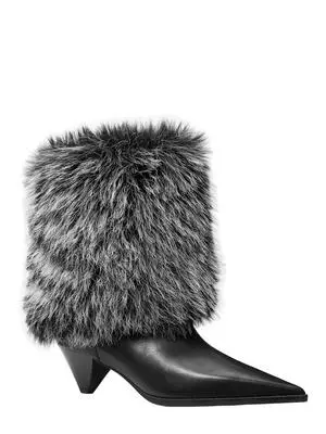 Michael Kors Jayla Faux Fur And Leather Boot In Size By - Black