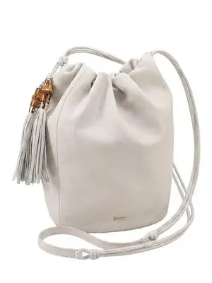 Paul Costelloe Piper Leather Crossbody Bucket Bag Neutrals - Black