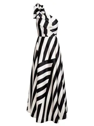 MAXJENNY One Shoulder Statement Gown – Black & White