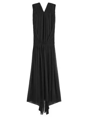 Cos Draped Gathered Chiffon Maxi Dress - Black